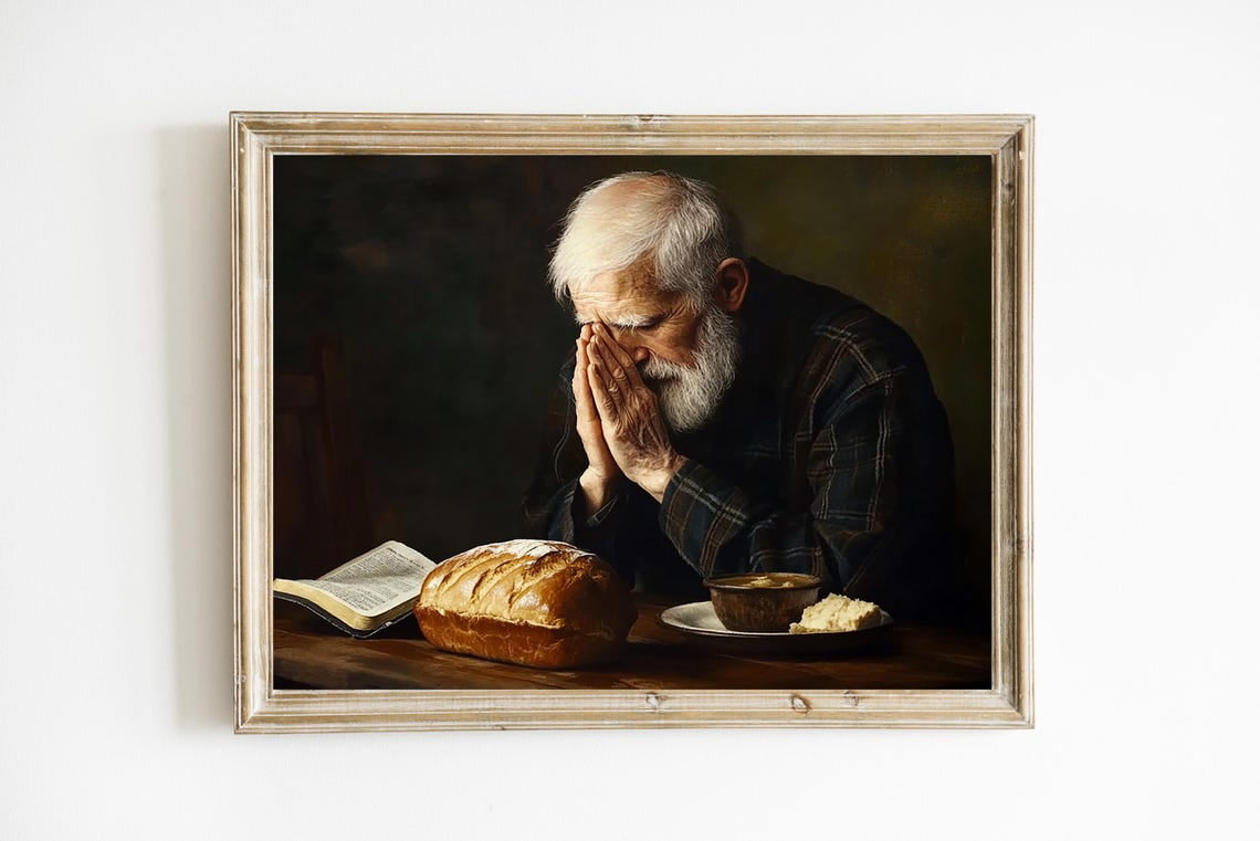 Charten Man Praying Poster Christian Religious Wall Art, 16x24 UNFRAMED ...