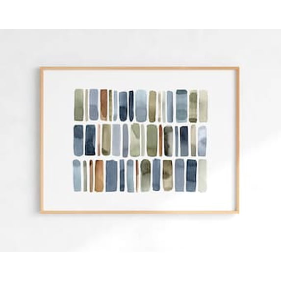 Charten Modern Blue and Neutral Abstract Wall Art Poster, 12x18 ...