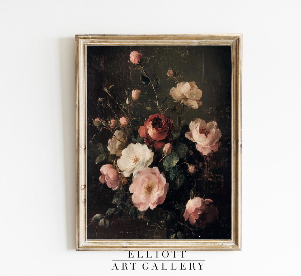 Charten Moody Vintage Floral Poster Dark Victorian Wall Art, 8x12 ...