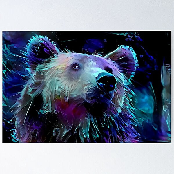 Charten Neon Grizzly Bear Illustration Poster, 12x18 UNFRAMED - Walmart.com