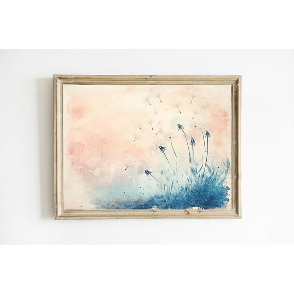 Charten Pastel Dandelions Poster Neutral Cottagecore Farmhouse Wall Art ...