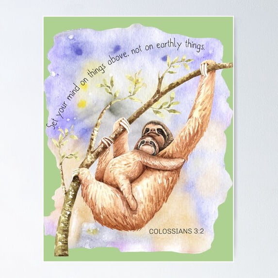 Charten Sloth Mother and Baby Inspirational Poster, 24x36 UNFRAMED ...