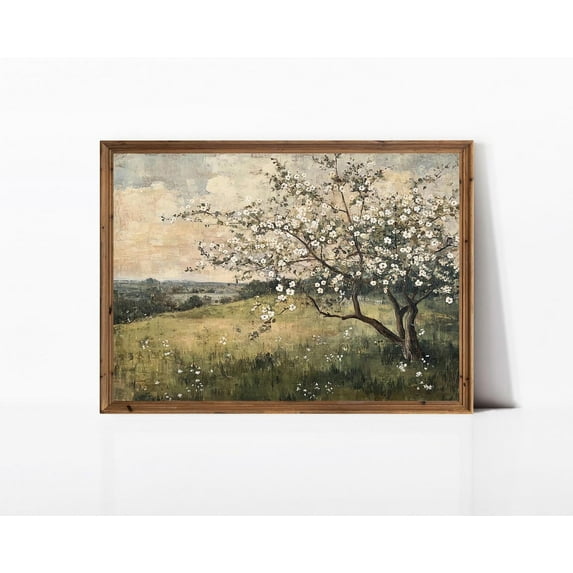 Charten Spring Blossom Tree Poster Muted Green Vintage Wall Art, 12x18 ...