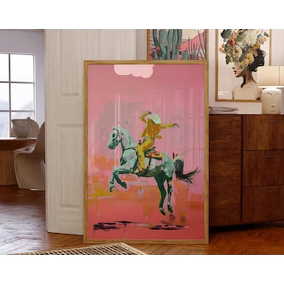 Charten Surreal Cowboy Horse Rider Modern Western Art Poster, 24x36 ...