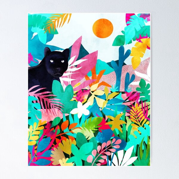 Charten Tropical Jungle Big Cat Watercolor Poster, 24x36 UNFRAMED ...