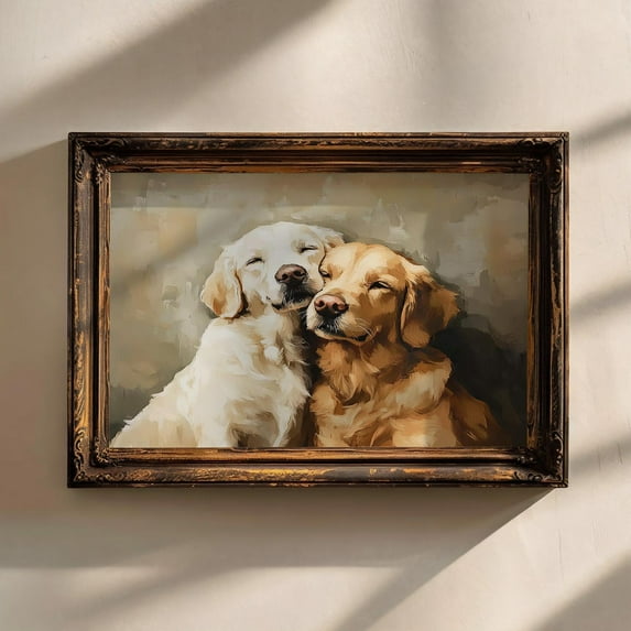 Charten Two Golden Retrievers Poster Muted Cottagecore Wall Art, 12x18 ...