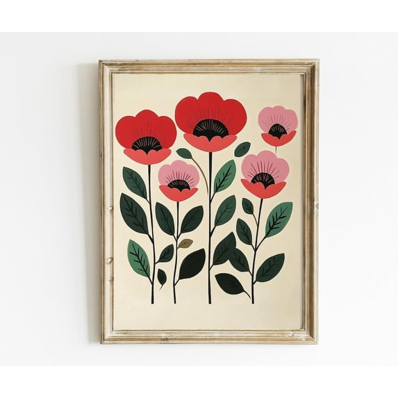 Charten Vibrant Poppies Poster Boho Botanical Spring Wall Art, 24x36 ...