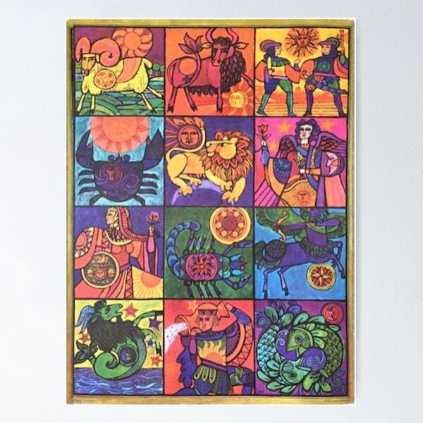 Charten Vintage 1970s Zodiac Astrology Design Poster, 8x12 UNFRAMED ...
