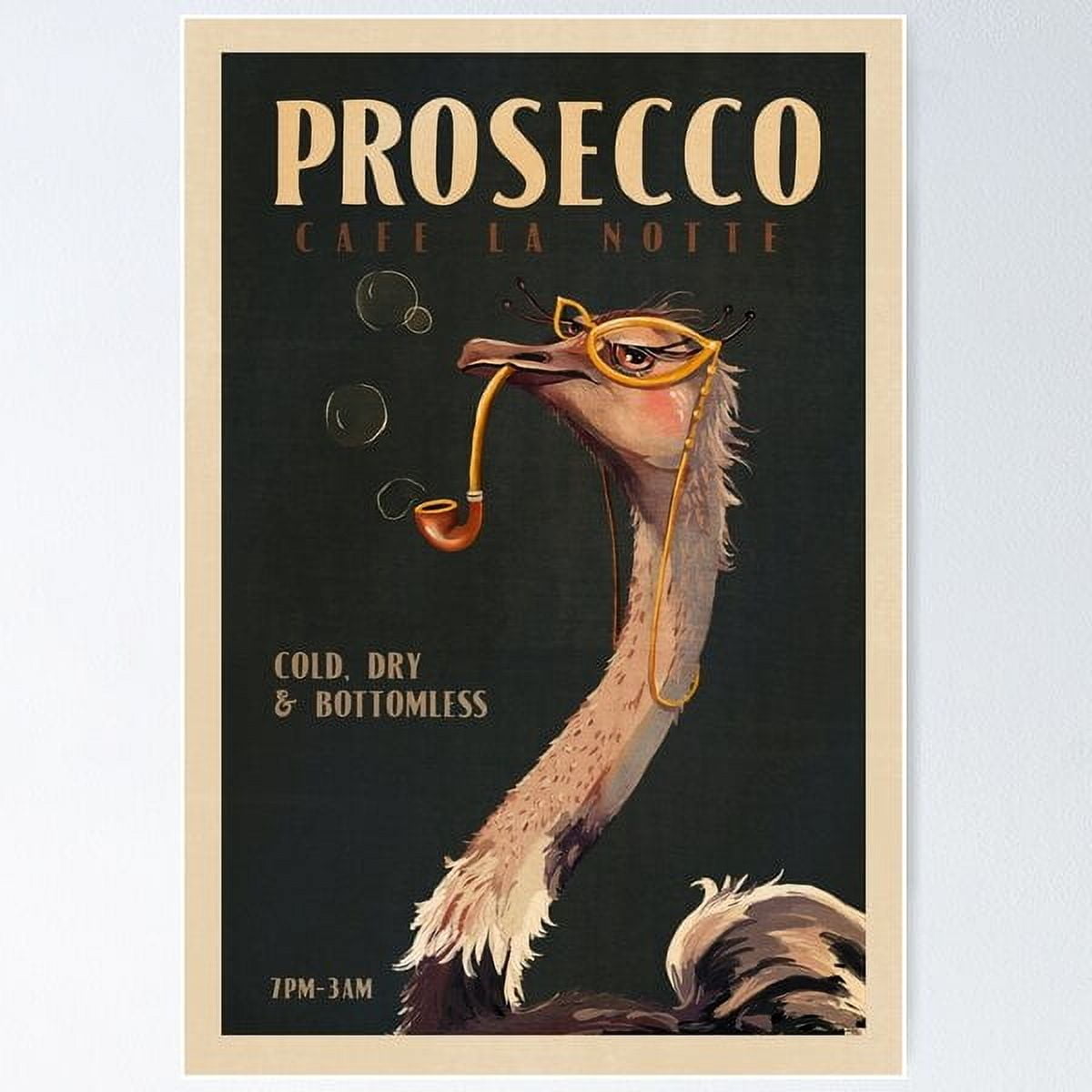 Charten Vintage Art Deco Ostrich Wine Humor Poster, 24x36 UNFRAMED ...