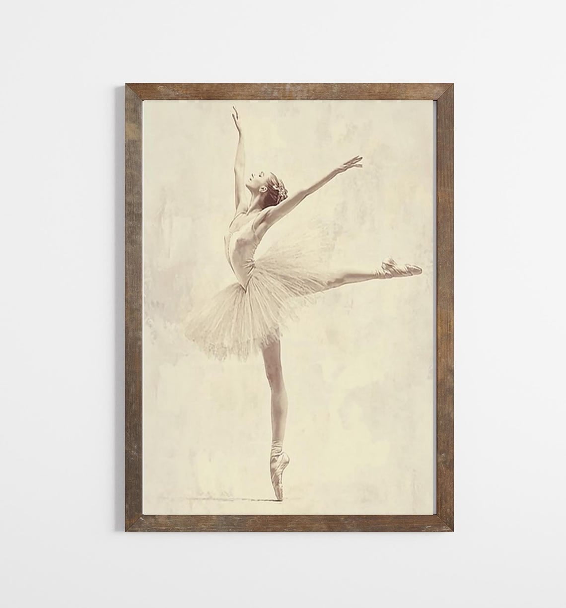 Charten Vintage Ballerina Poster Neutral Ballet Wall Art, 24x36 ...