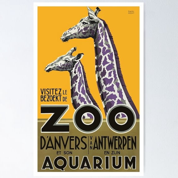 Charten Vintage Giraffe Zoo Advertising Style Poster, 24x36 UNFRAMED ...