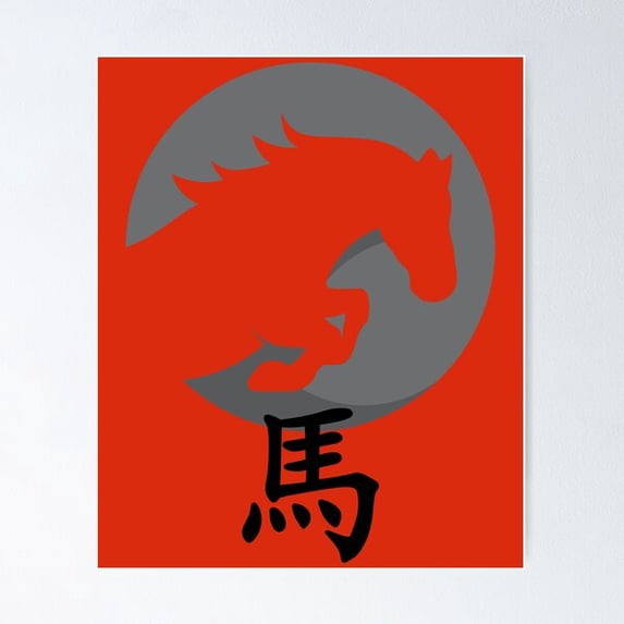 Charten Year of the Horse Zodiac Minimal White Poster, 24x36 UNFRAMED ...