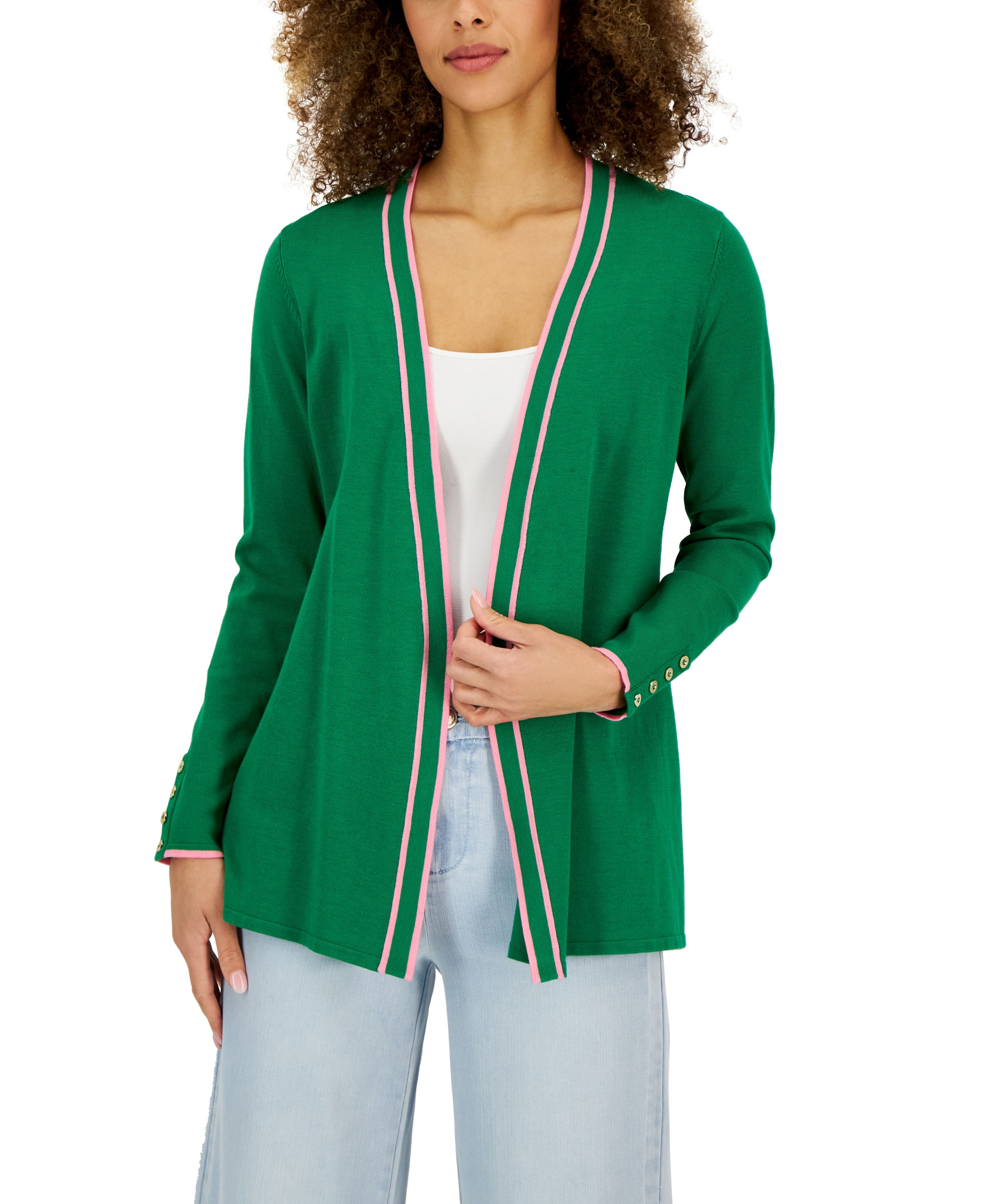 Charter Club Petite Completer Cardigan Sweater Bright Pine PXL ...