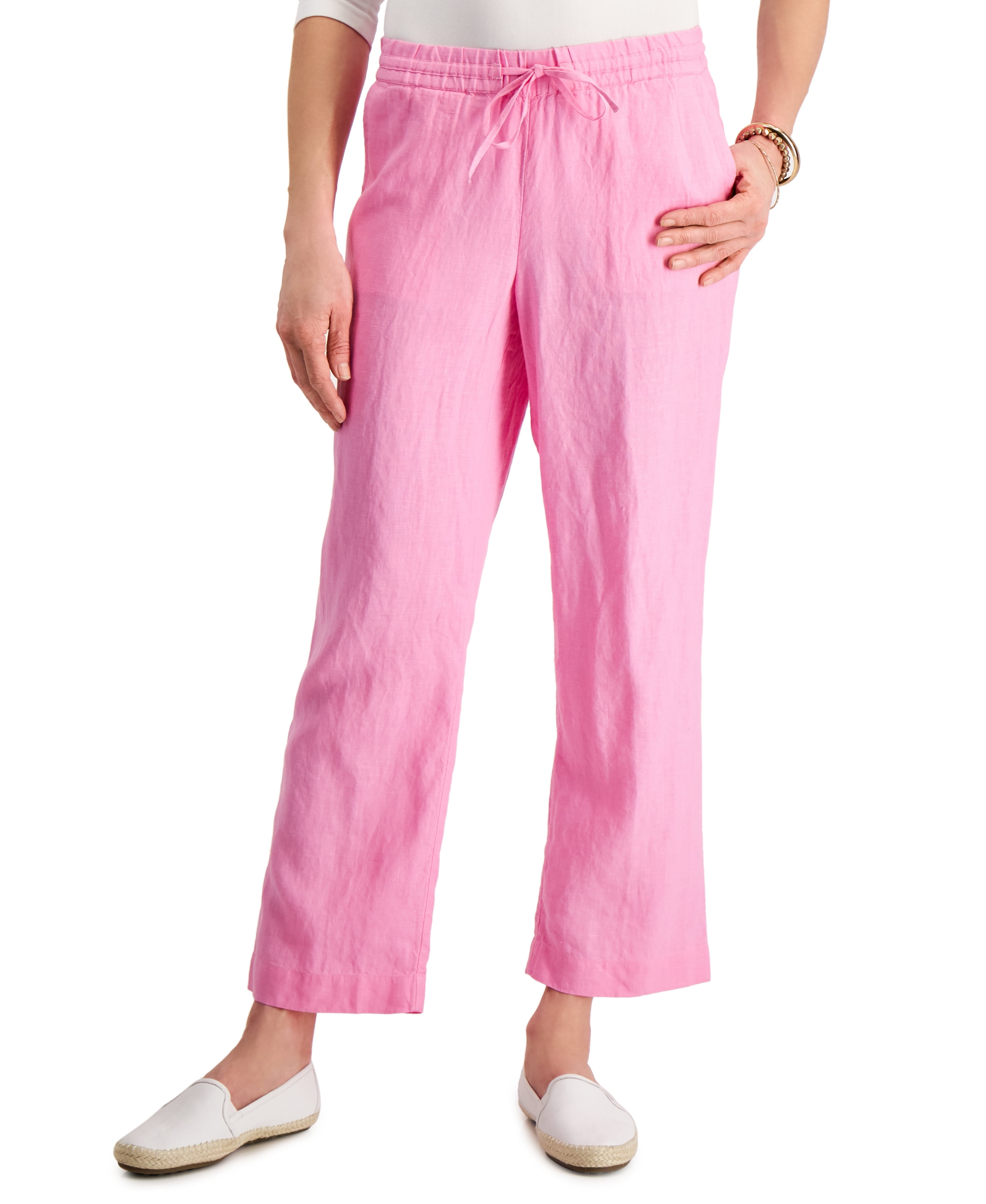 Charter Club Petite Linen Drawstring Pants Bubble Bath PL - Walmart.com