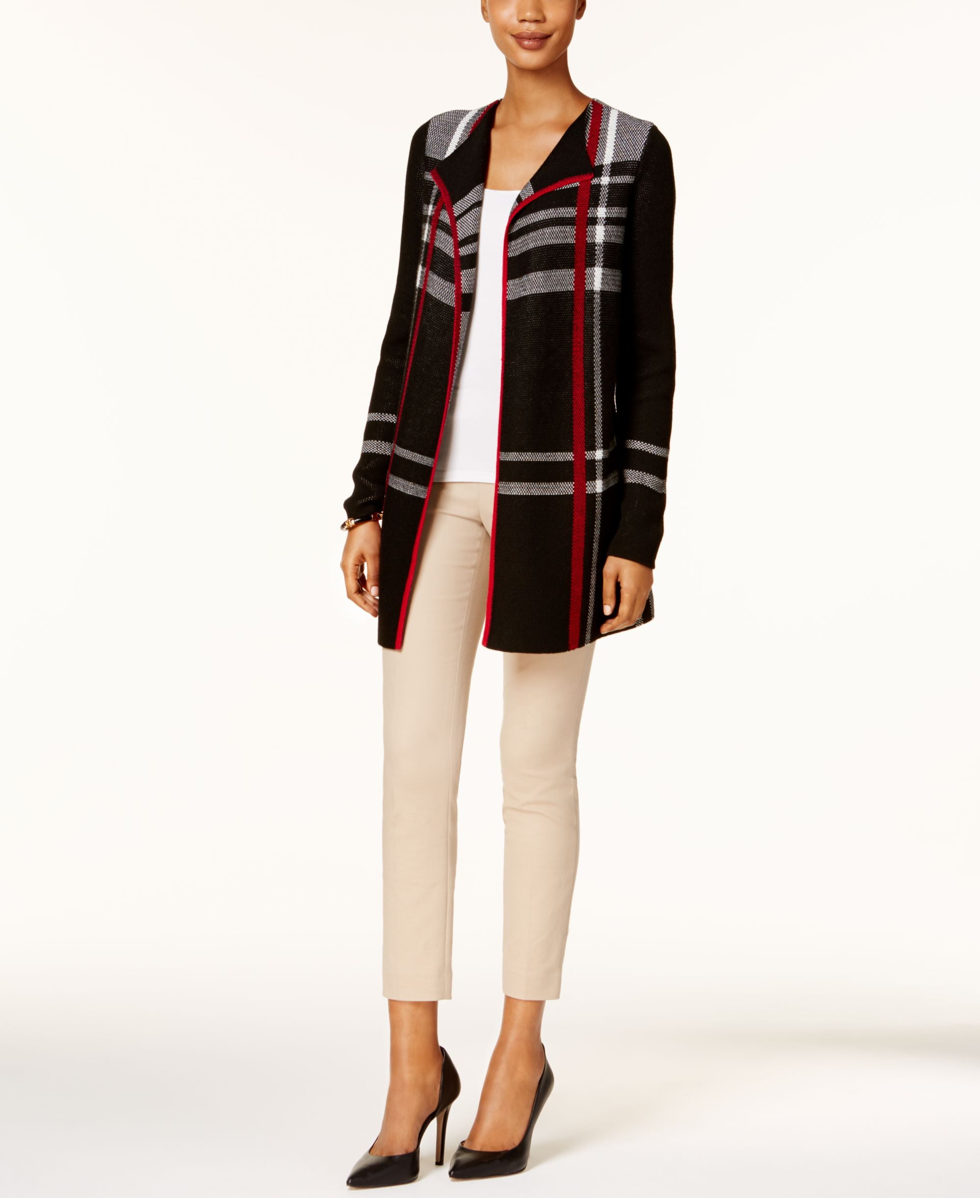 Charter Club Plaid Cardigan New Red Amore 2XL - Walmart.com