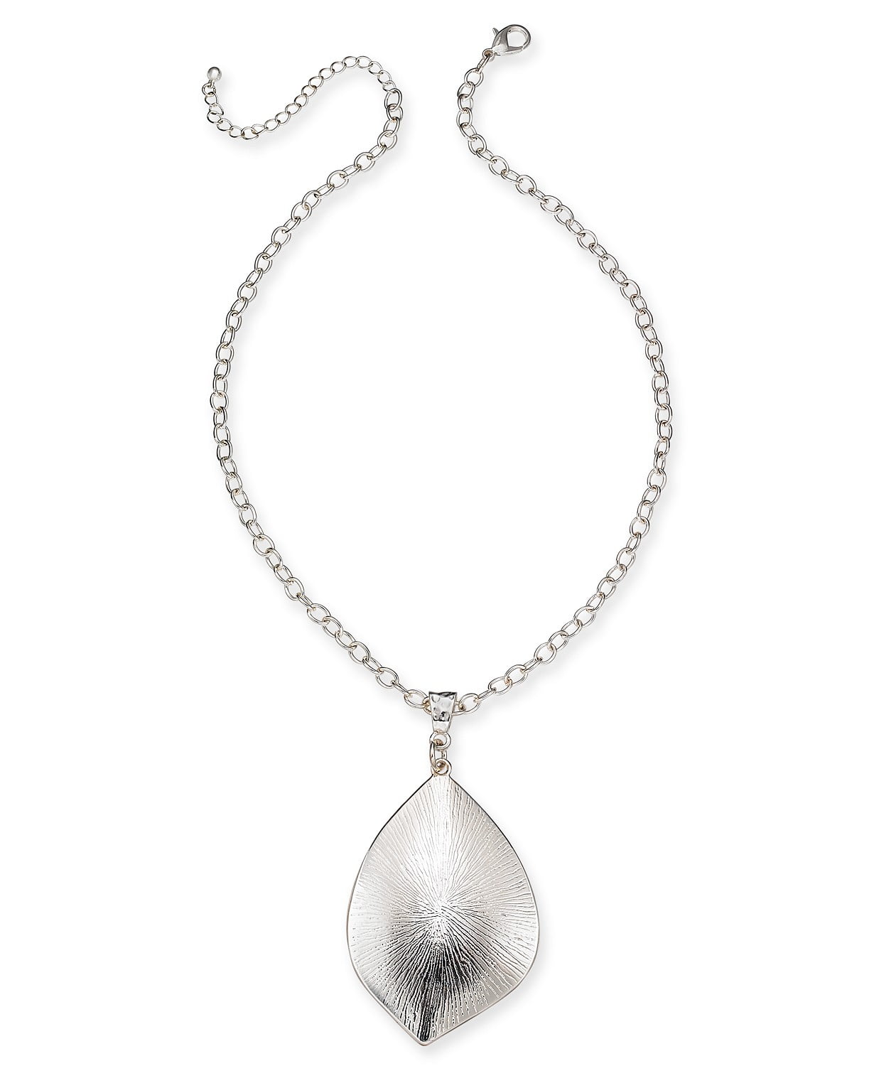 Charter Club Silver Leaf Statement Necklace, 12" + 3" Extender - MSRP ...
