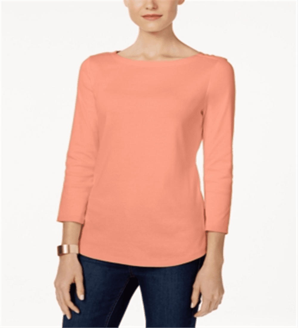 Charter Club Women's Pima Cotton Boat Neck Top Green Size S - Walmart ...