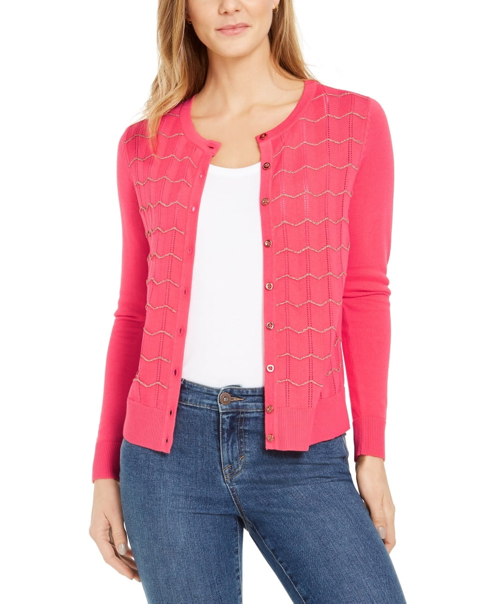 Charter Club Women's Textured Cardigan Sweater Red Size Large - Walmart.com