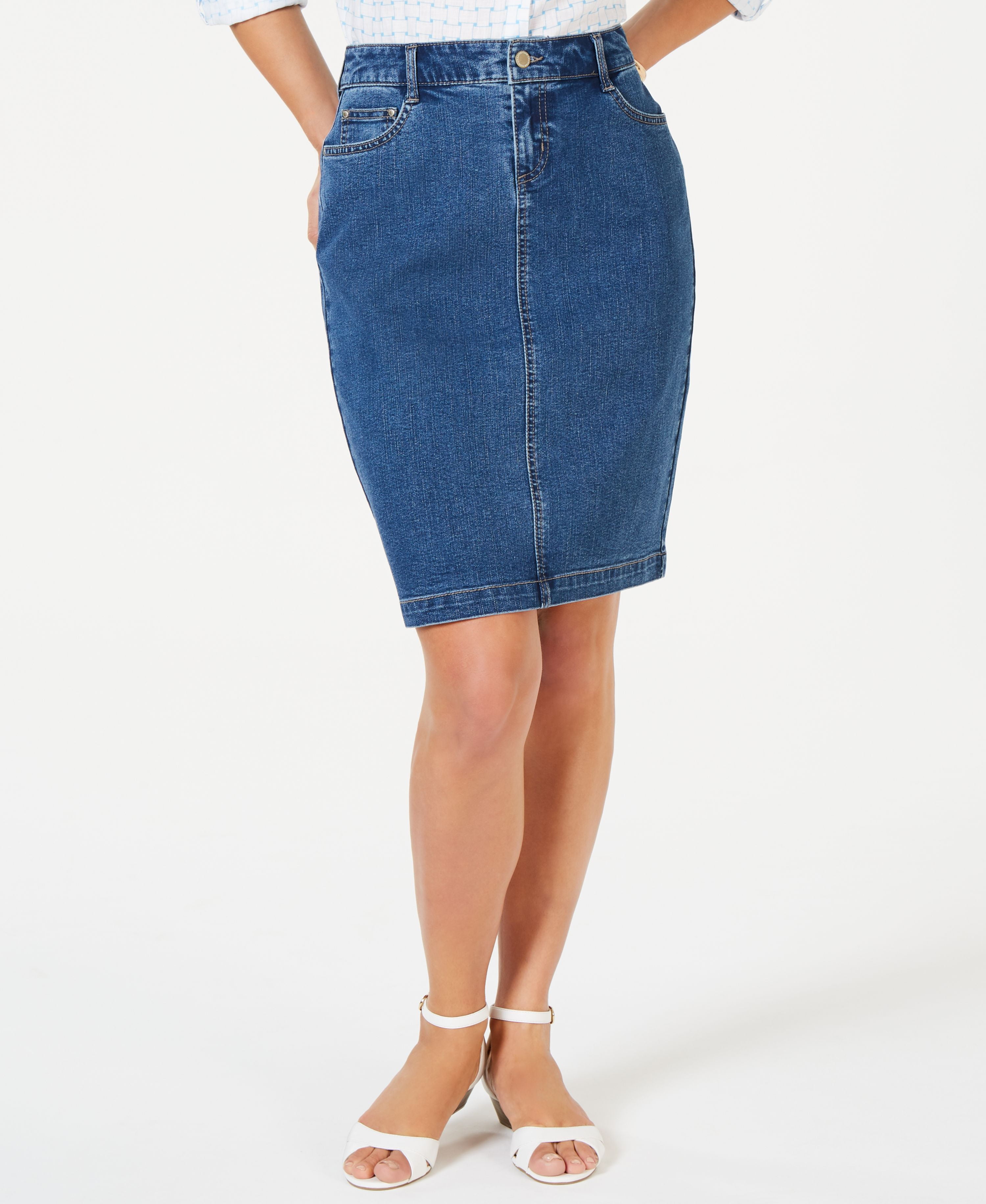 Charter Club Womens Denim Tummy Control Skirt Lyon Wash 18 - Walmart.com