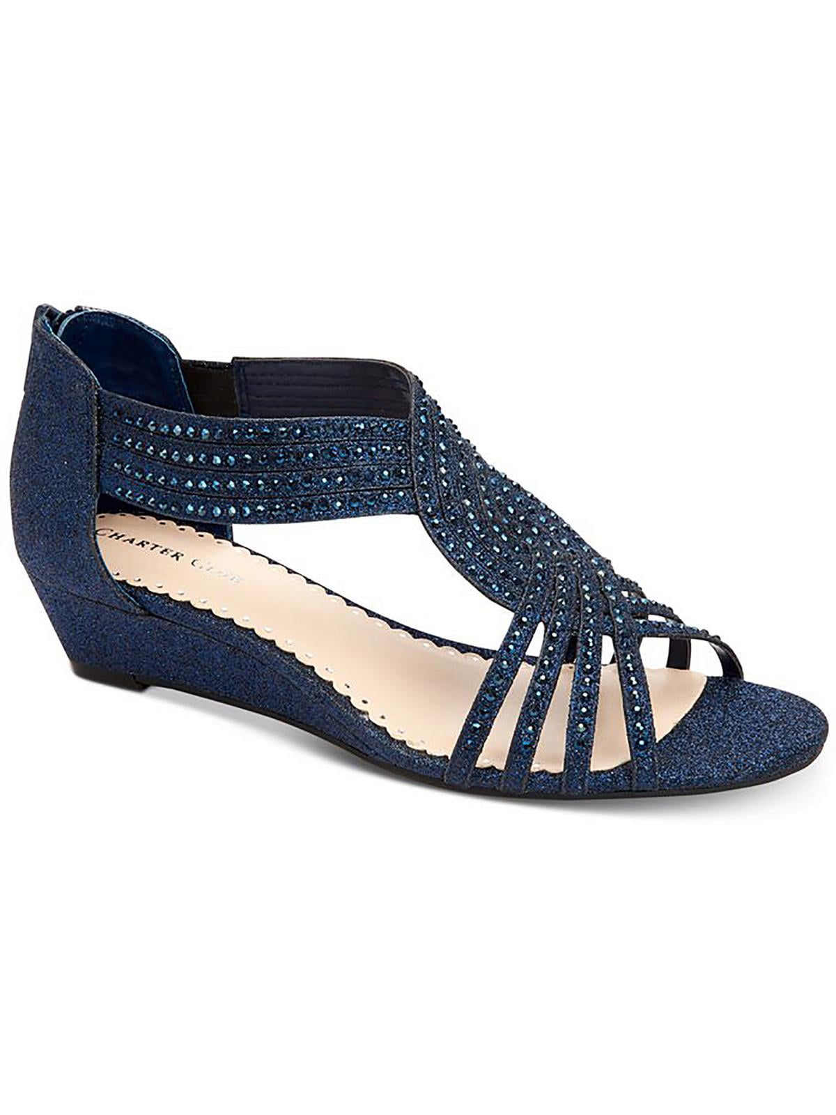 Charter Club Womens Ginifur Padded Insole Faux Leather Wedge Sandals ...