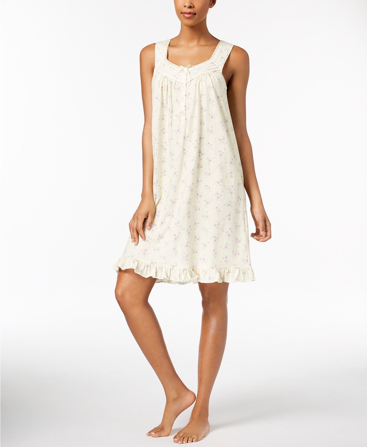 Charter Club Womens Nightwear Lace Trim Ruffle Hem Nightgown;XS ...