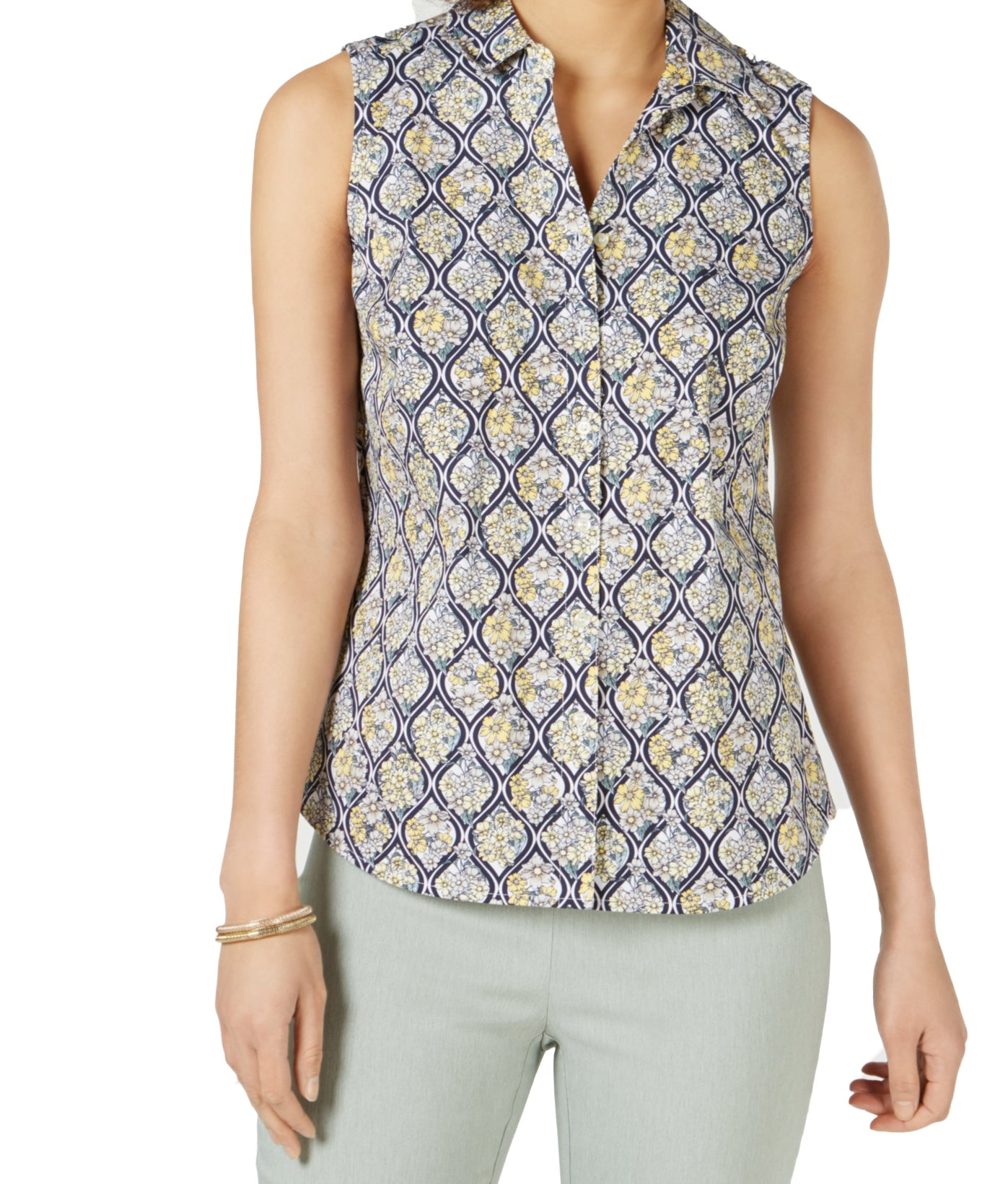 Petite Sleeveless Button-Up Shirt Citron Aura Combo 8P - Walmart.com