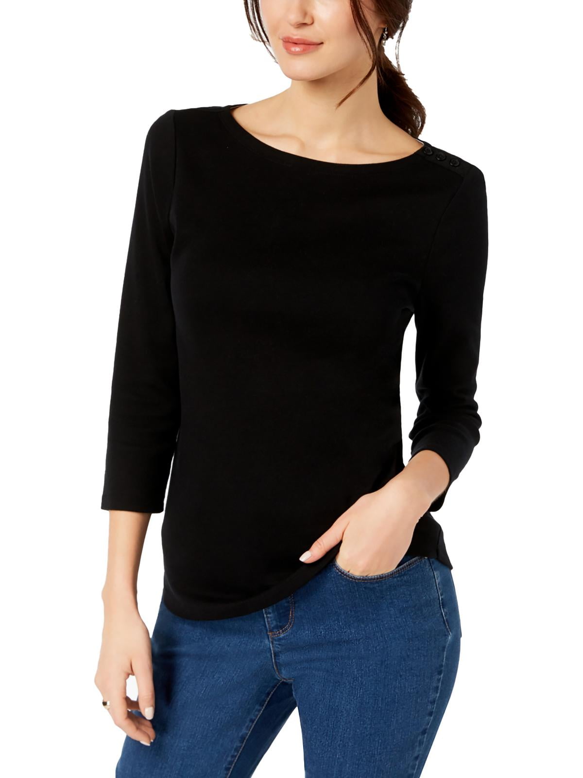 Charter Club Womens Petites Knit 3/4 Sleeves Pullover Top - Walmart.com