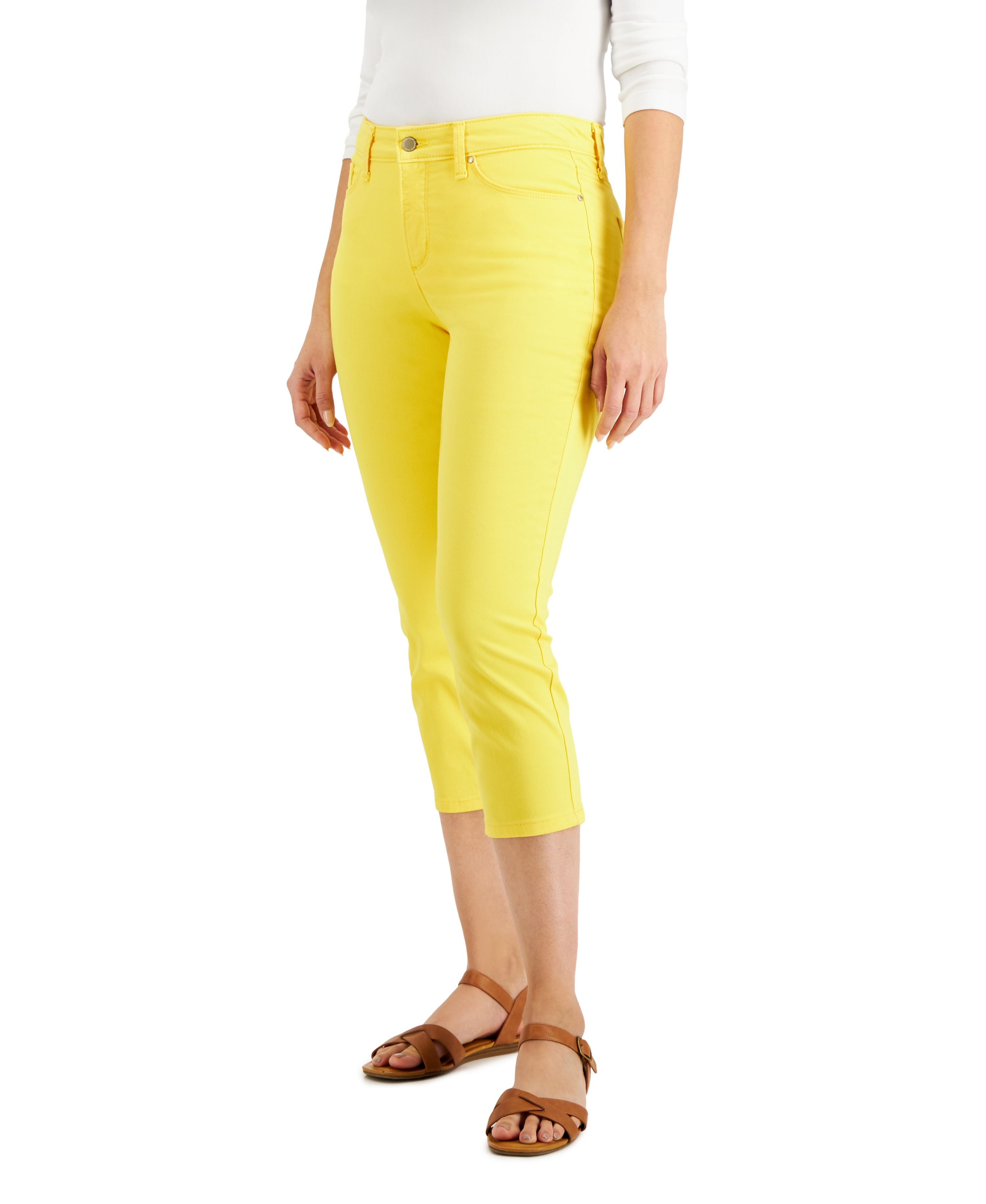 Charter Club Womens Tummy Control Bristol Capri Jeans Primrose Yellow 4 ...