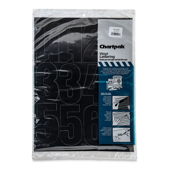 Chartpak Self-Adhesive Vinyl Numbers, 4"h, Black, 23/Pack, Permanent ...