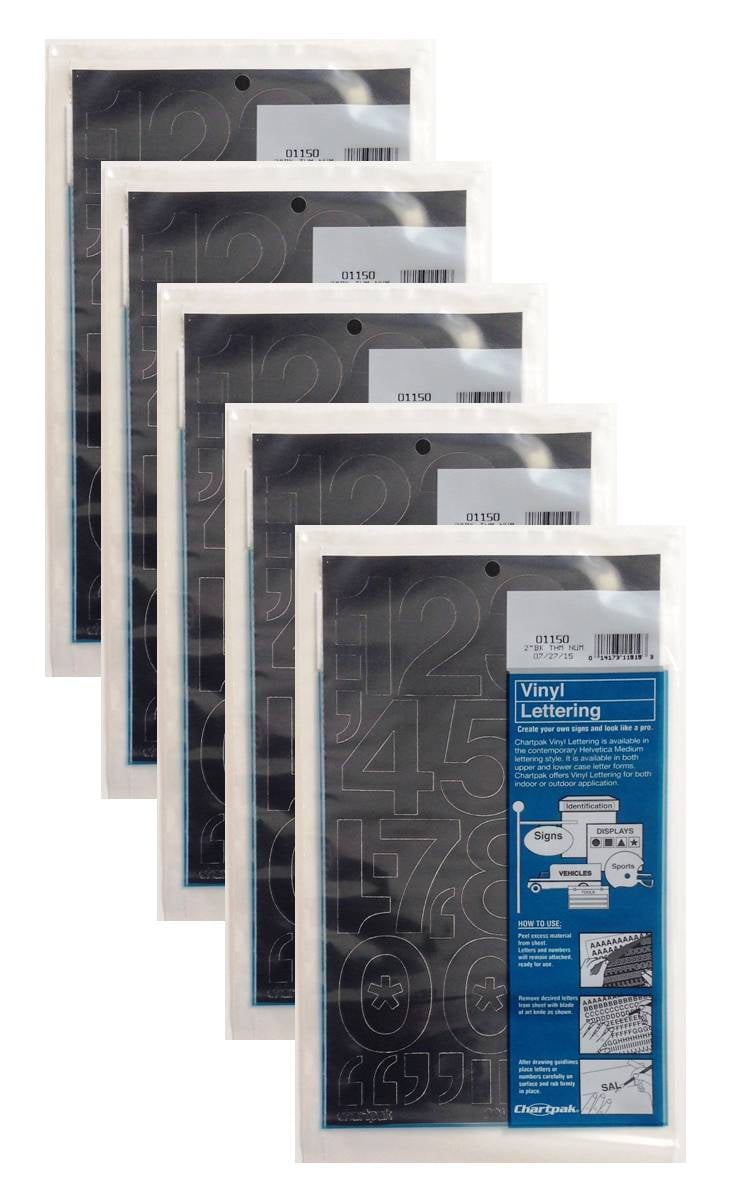 Chartpak 2-inch Black Stick-on Vinyl Numbers (01150), 5 PACKS - Walmart.com