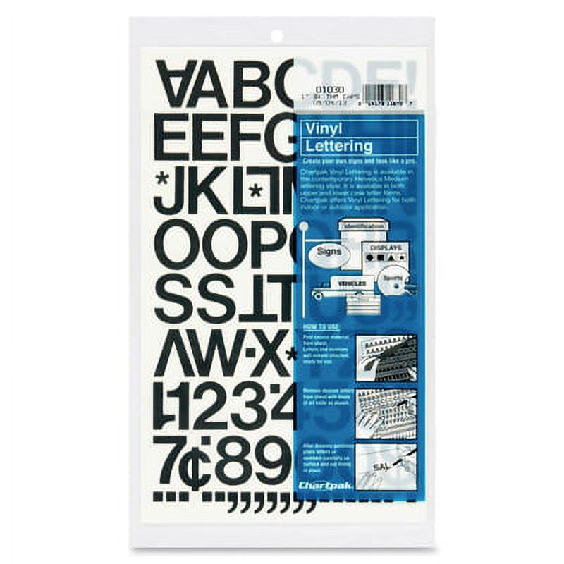 Chartpak-2PK Press-On Vinyl Letters And Numbers, Self Adhesive, Black ...
