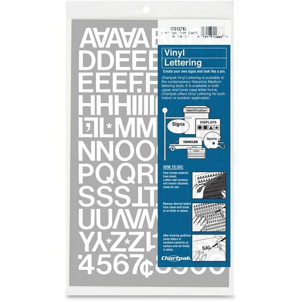 Chartpak 3/4-inch White Stick-on Vinyl Letters & Numbers (01026), 5 ...