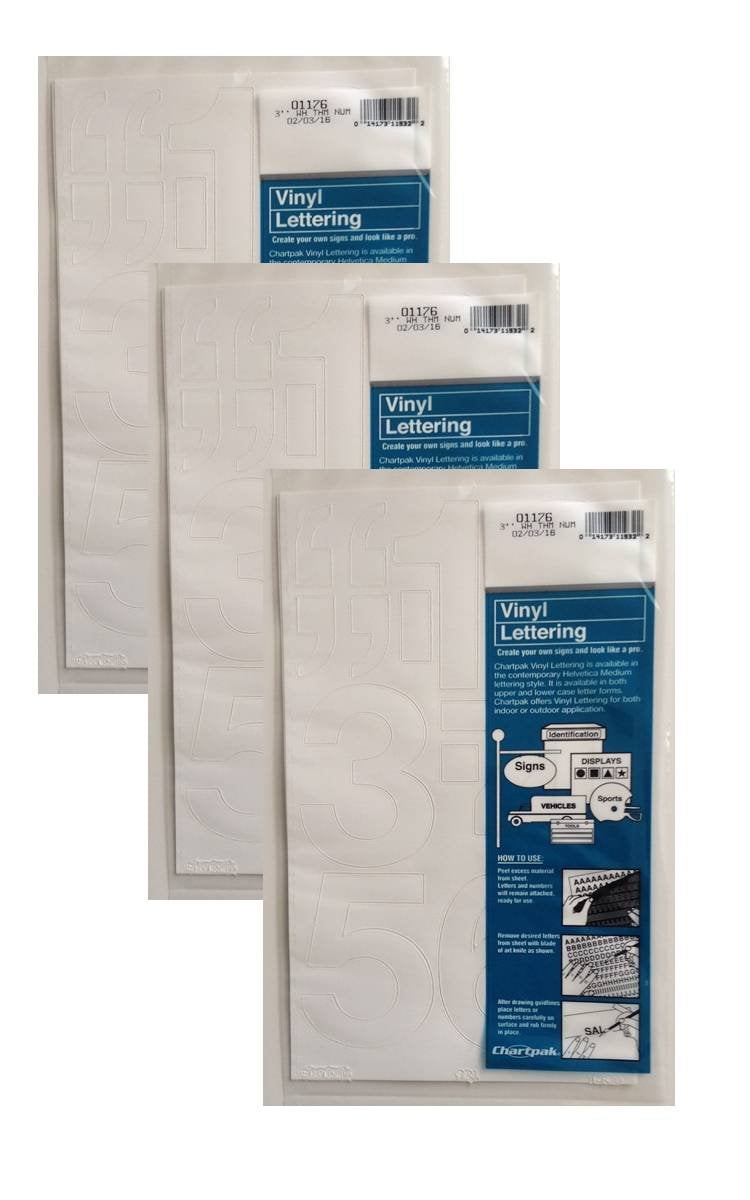 Chartpak 3-inch White Stick-on Vinyl Numbers (01176), 3 PACKS - Walmart.com