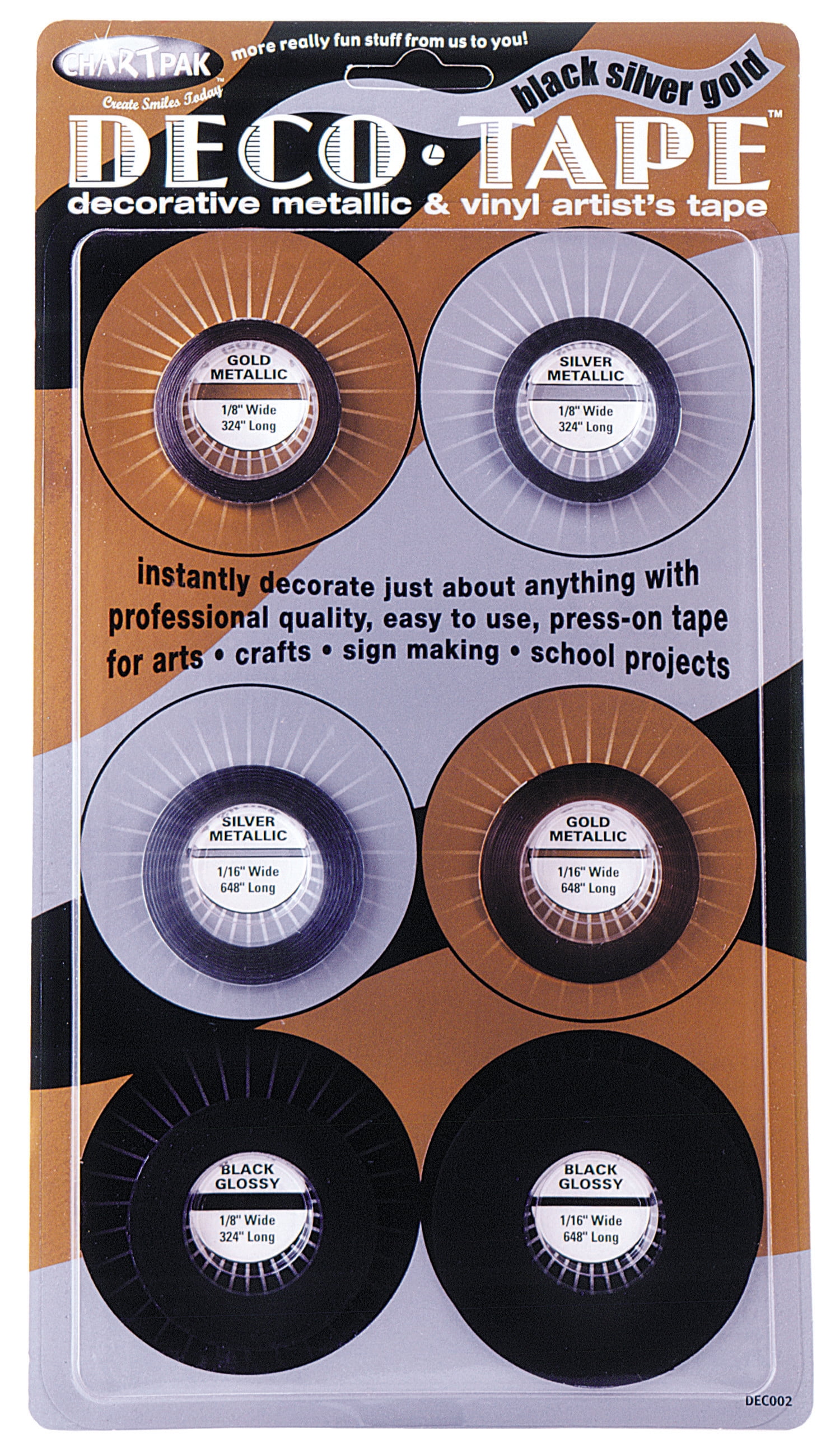 Chartpak Deco Tape Metallics Set, 6-Colors - Walmart.com