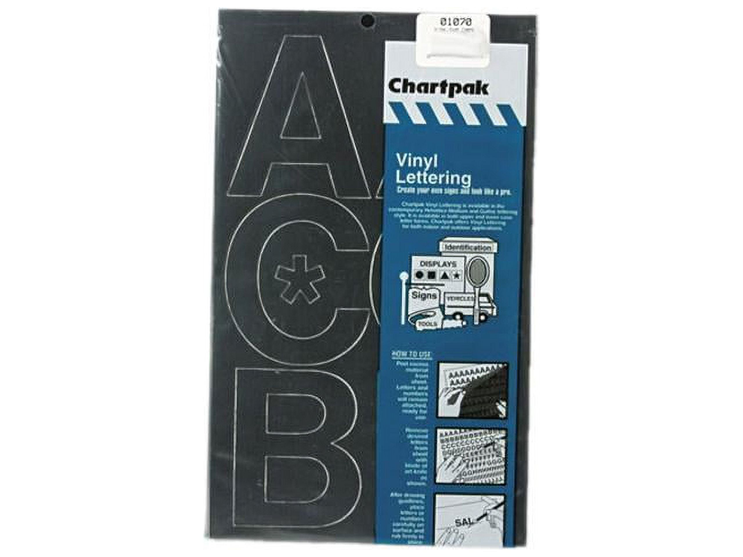 Chartpak Press-On Vinyl Uppercase Letters, Self Adhesive, Black, 3"h ...
