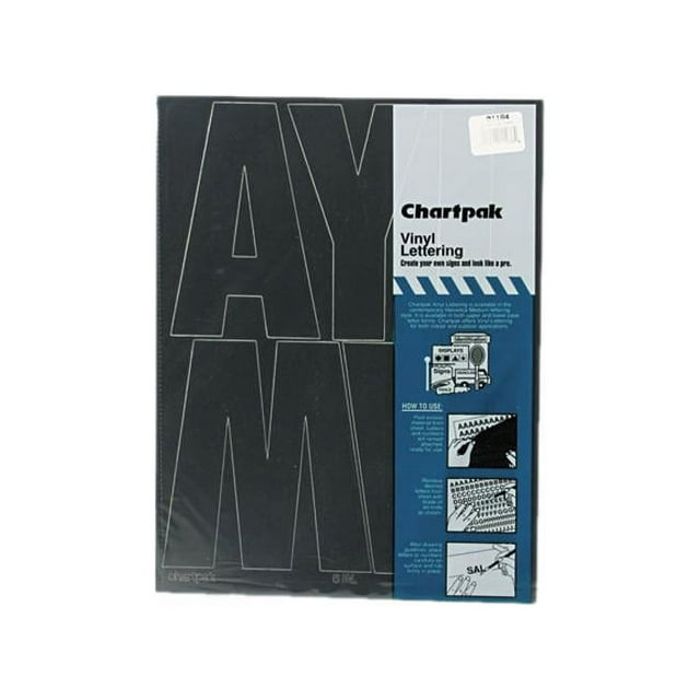 Chartpak Press-On Vinyl Uppercase Letters, Self Adhesive, Black, 6"h ...