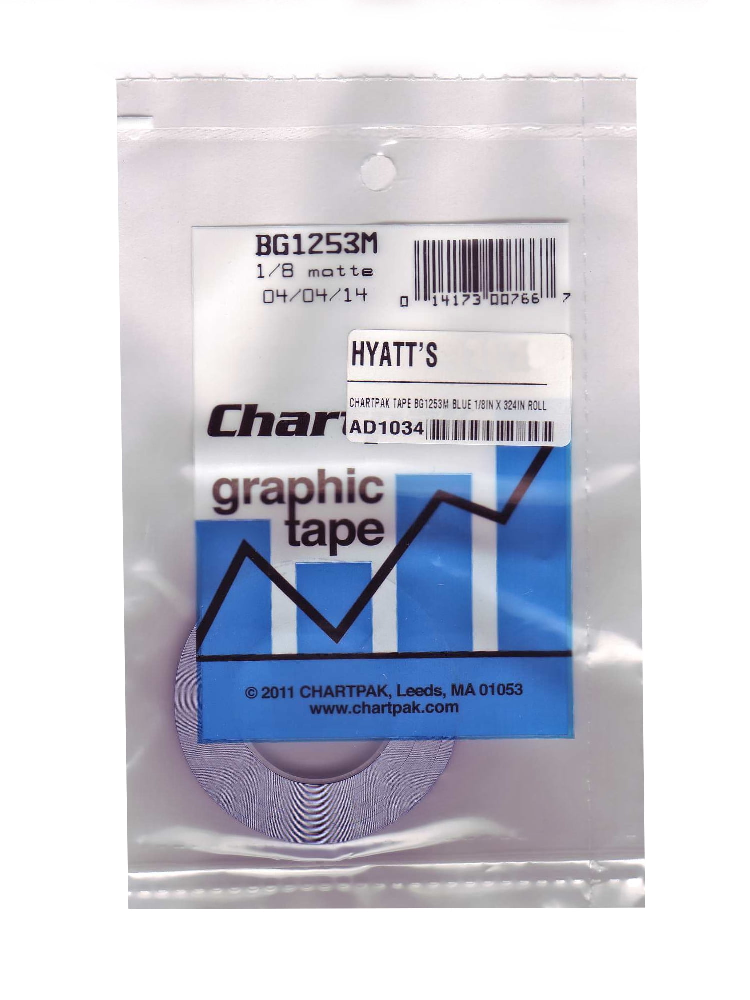 Chartpak Graphic Art Tape, 1/8 W x 324 L Inches, Blue Matte, 1 Roll ...