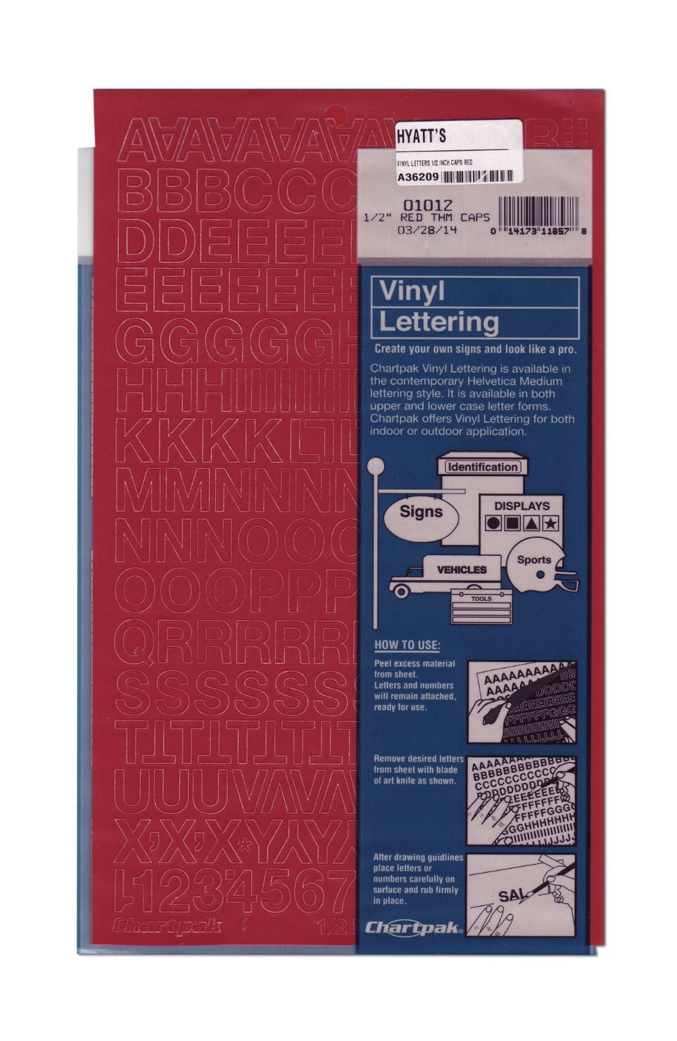 Chartpak Vinyl Letters – 1/2” Capital Letters, Red - Walmart.com