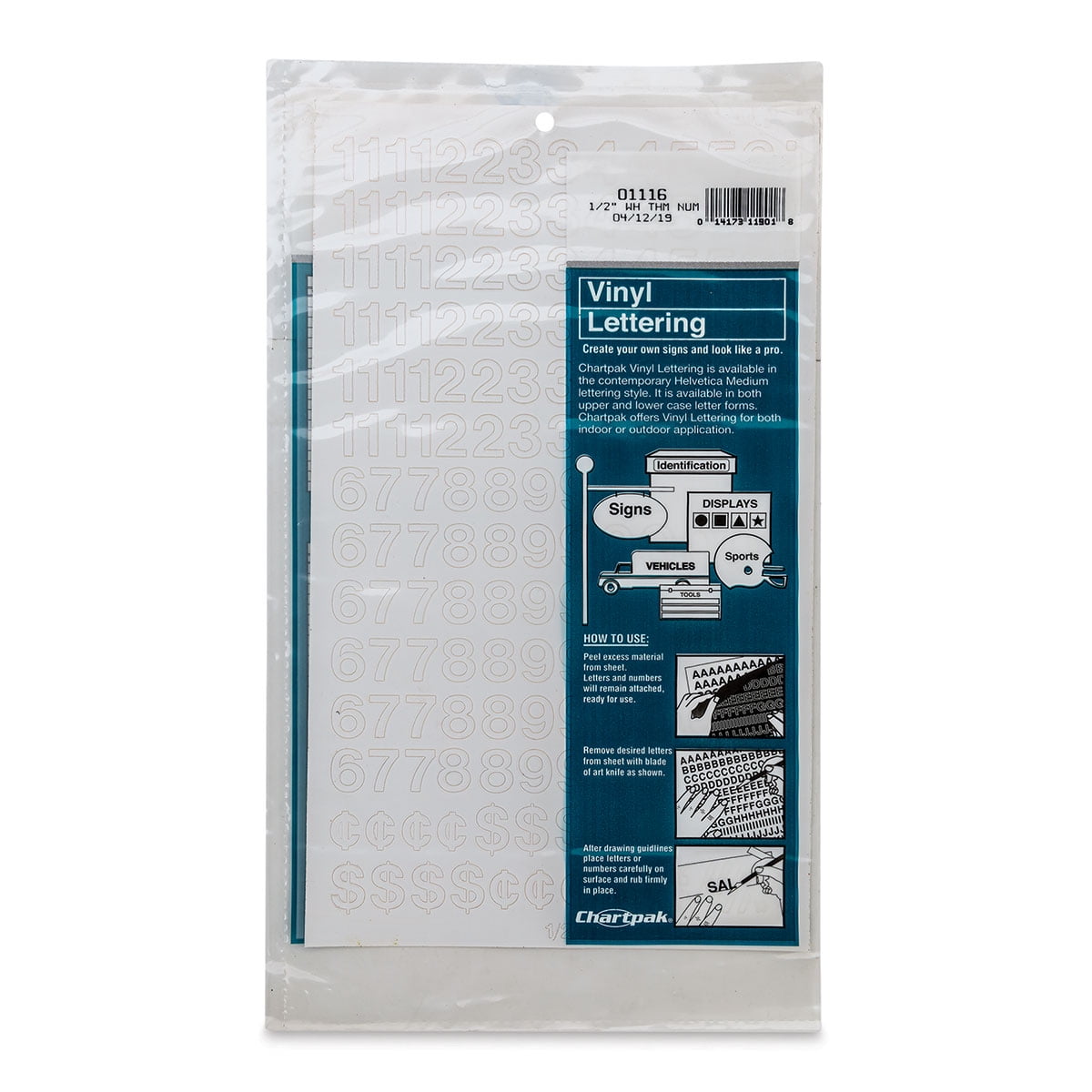 Chartpak Vinyl Numbers - 1/2" Numbers, White - Walmart.com