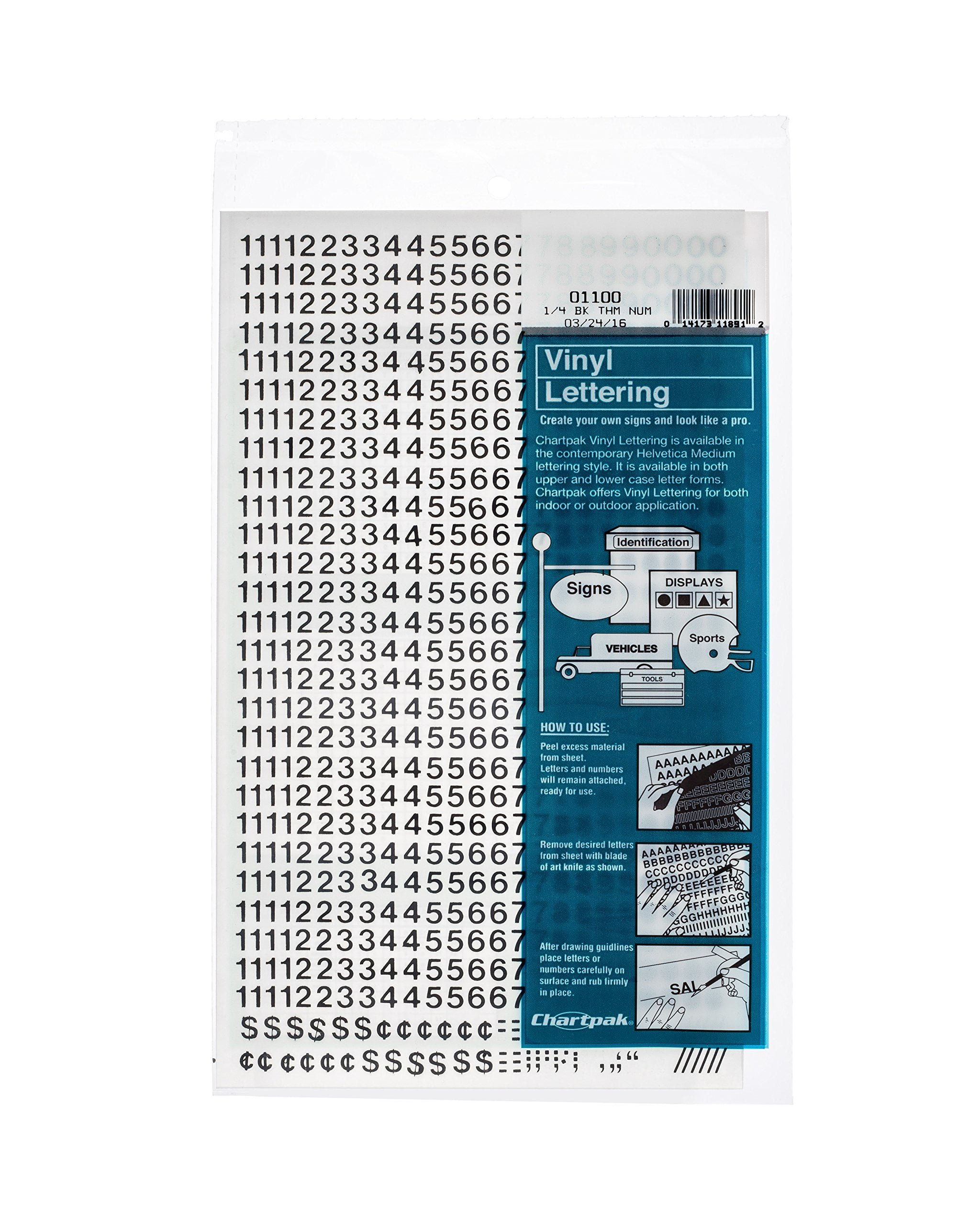 Chartpak Vinyl Numbers - 1/4" Numbers, Black - Walmart.com