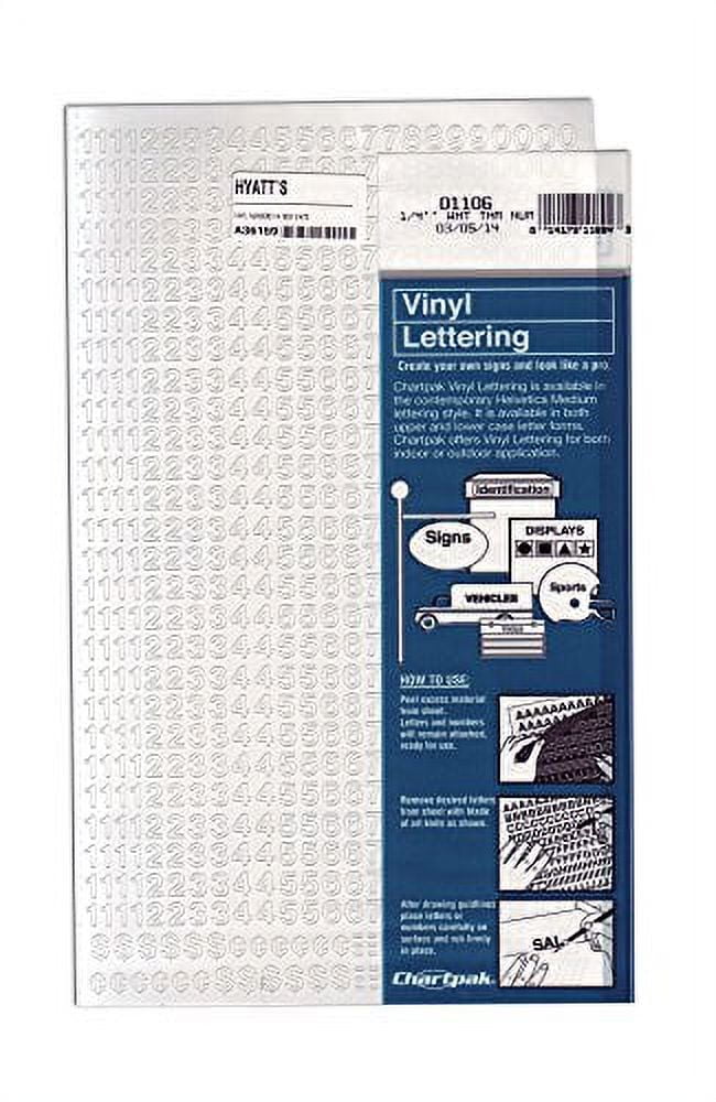 Chartpak Vinyl Numbers - 1/4" Numbers, White - Walmart.com