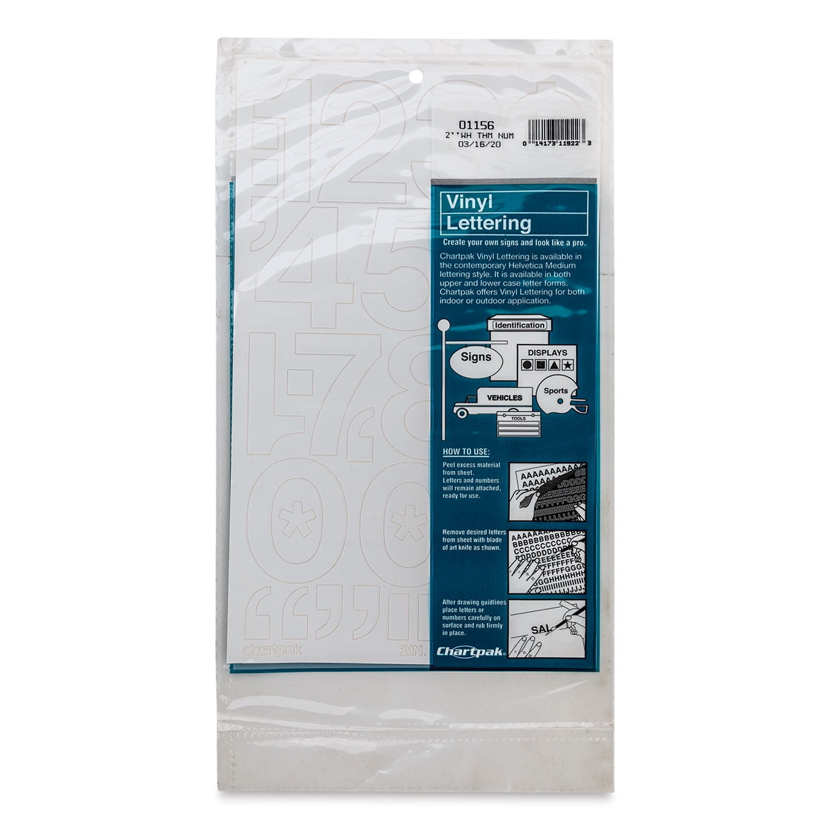 Chartpak Vinyl Numbers - 2'' Numbers, White - Walmart.com
