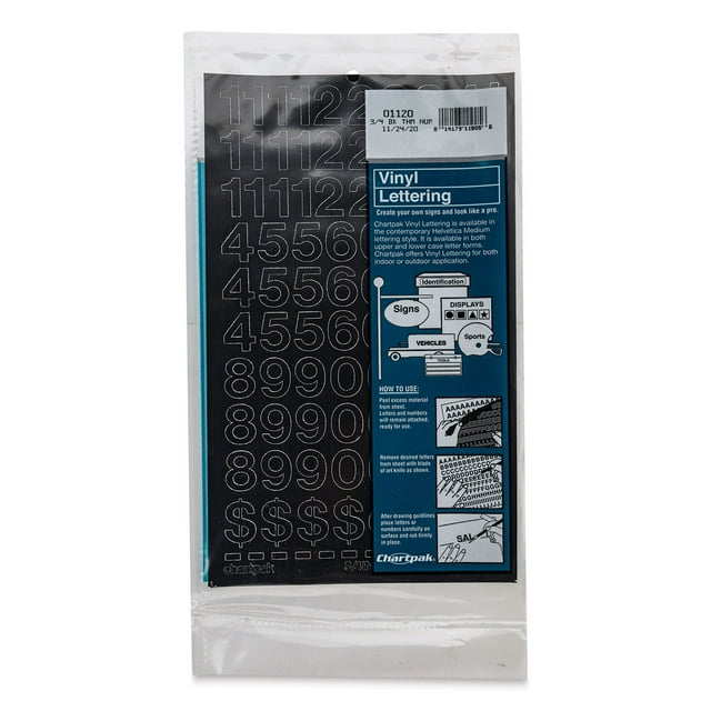 Chartpak Vinyl Numbers - 3/4" Numbers, Black - Walmart.com