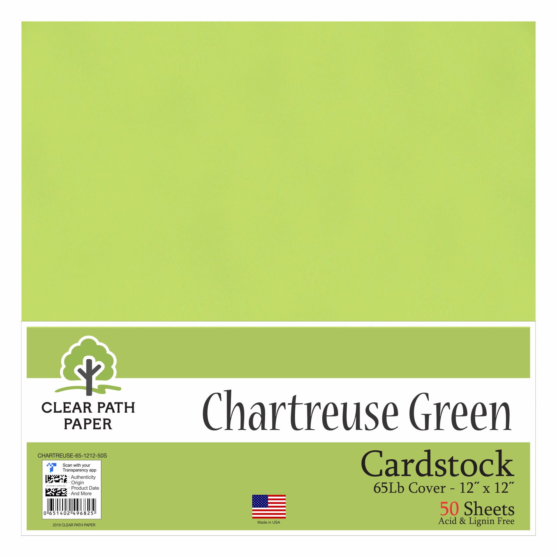 Chartreuse Green Cardstock - 12 x 12 inch - 65Lb Cover - 50 Sheets ...