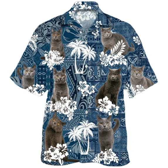Chartreux Hawaiian Shirt, Cool Hawaiian Shirt For Cat Lovers, Cat ...