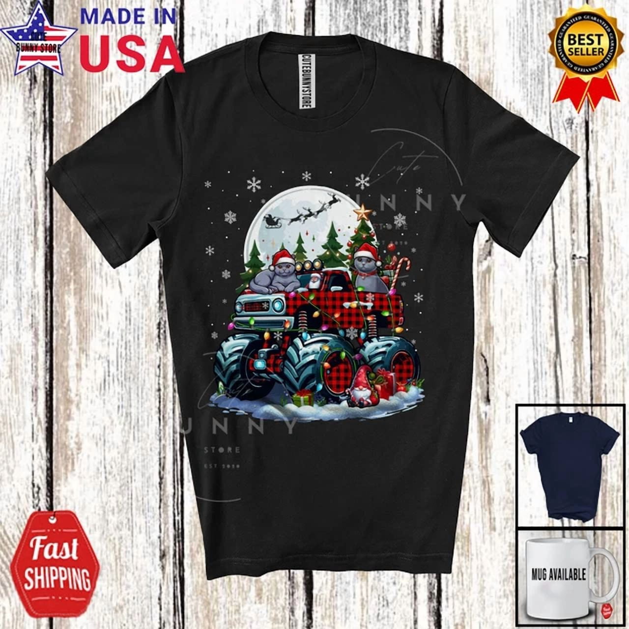 Chartreux On Monster Truck Plaid; Lovely Moon Chartreux; Family Shirt ...