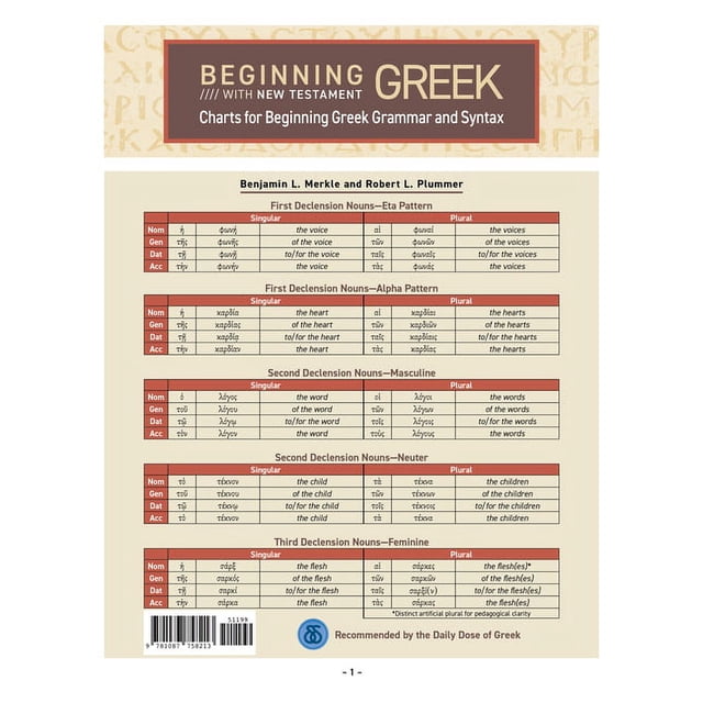 Charts for Beginning Greek Grammar and Syntax : A Quick Reference Guide ...