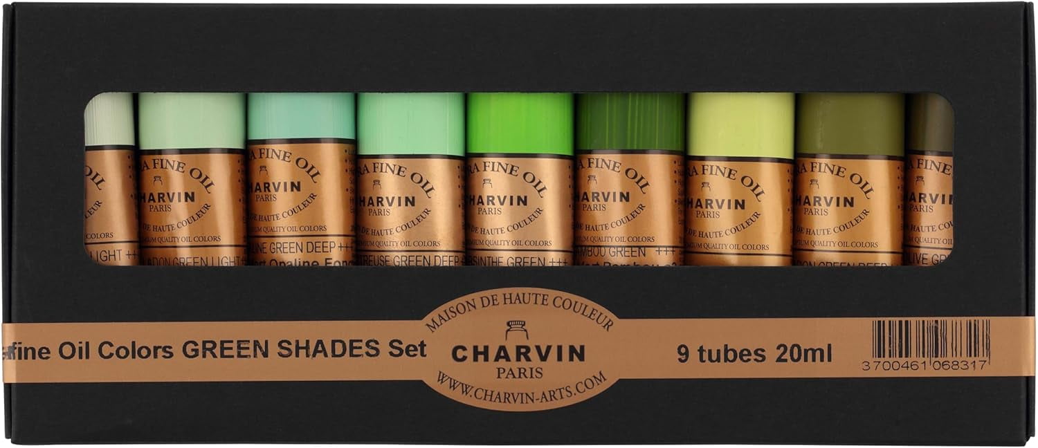Charvin Extra Fine Professional Artist Oil Paint Set of 9 Shades of ...