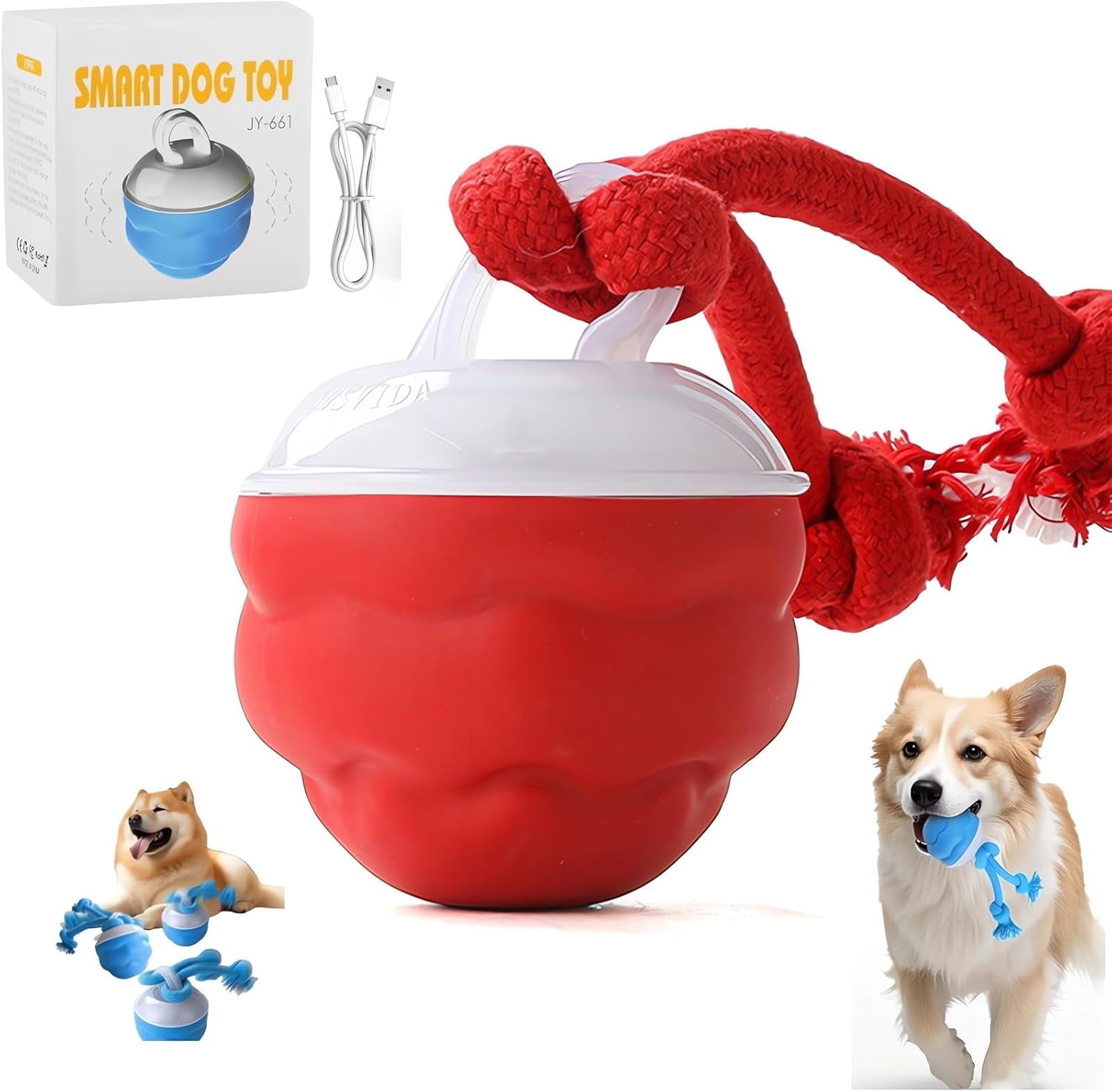 Chase Buddy Dog Toy, Interactive Smart Pet Puppy Ball with Ropes ...