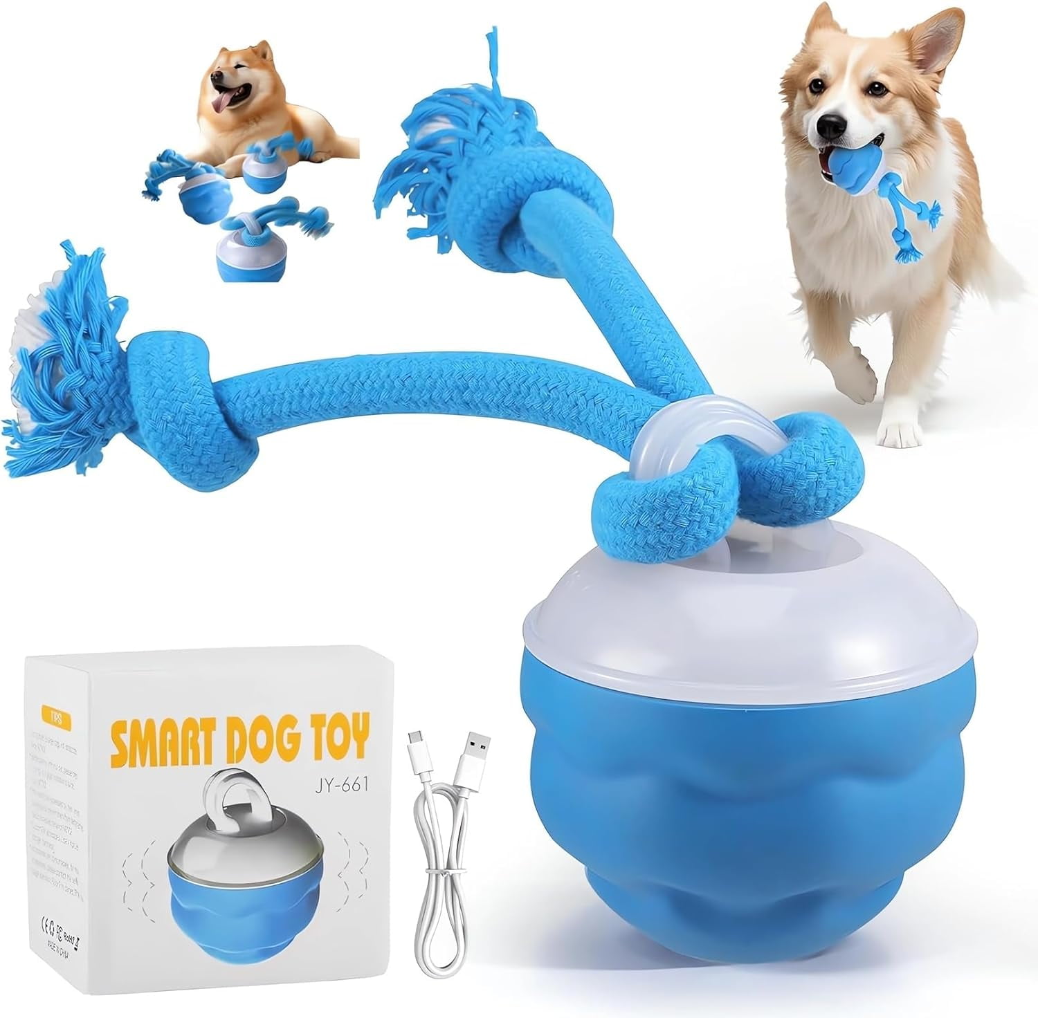 Chase Buddy Dog Toy, Interactive Smart Pet Puppy Ball with Ropes ...